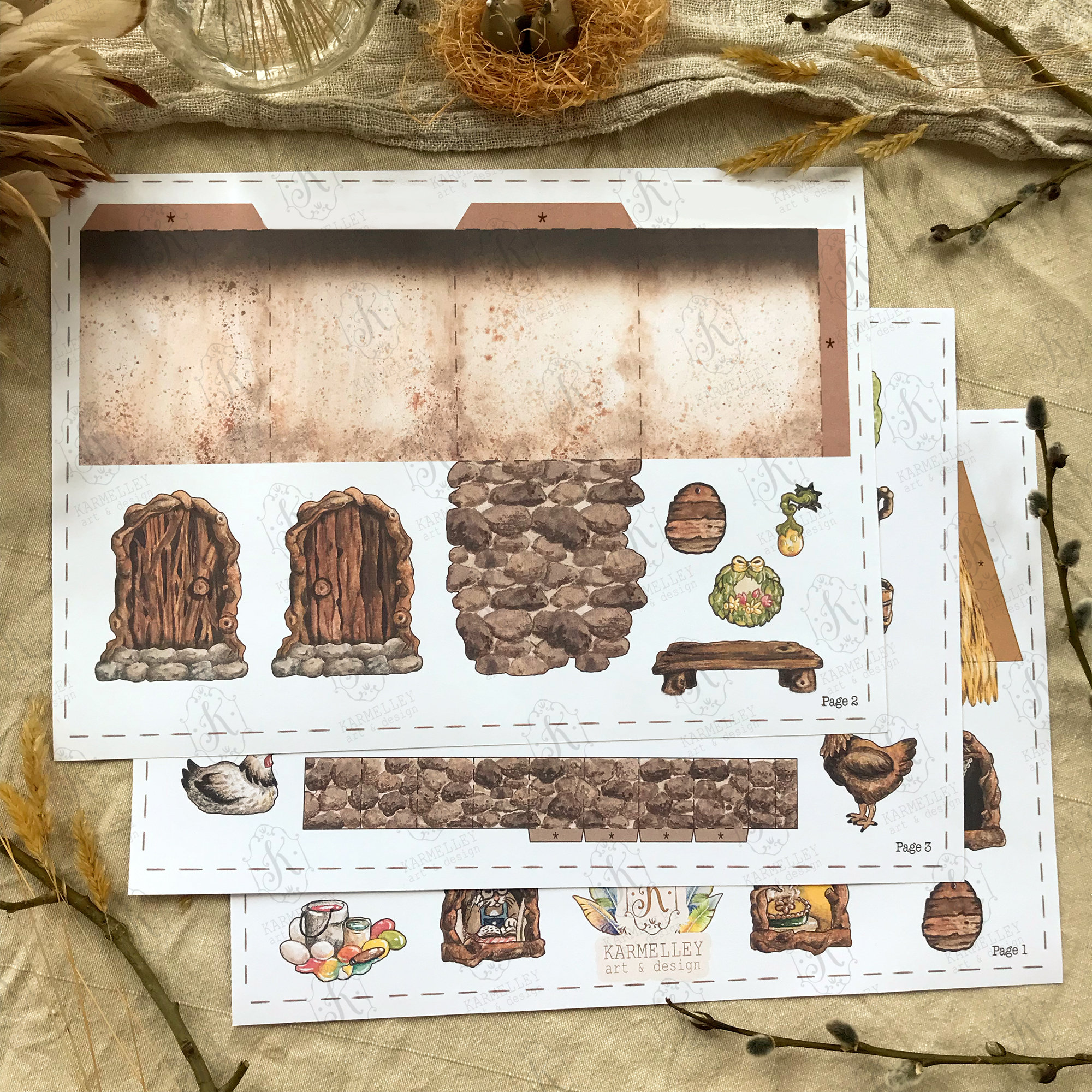 My Little Easter Cottage 3D Craft Set, Instant Download, Printable ...