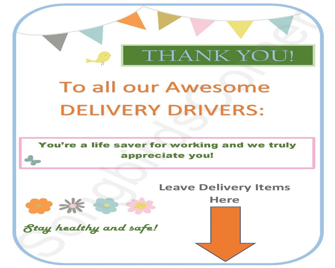 Delivery Driver Thank You Leave Items Here Printable Sign - Etsy