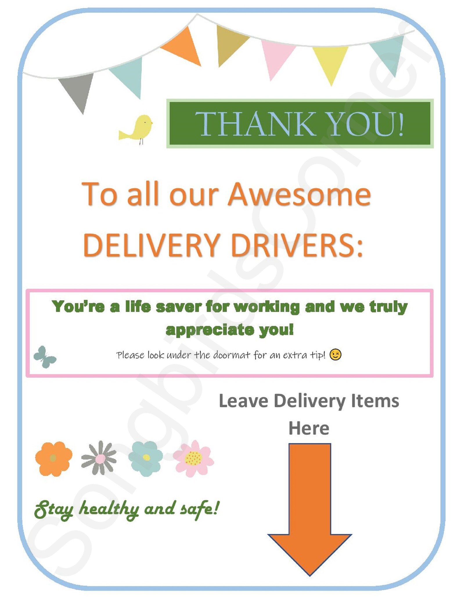 Delivery Driver Thank You Leave Items Here Printable Sign - Etsy