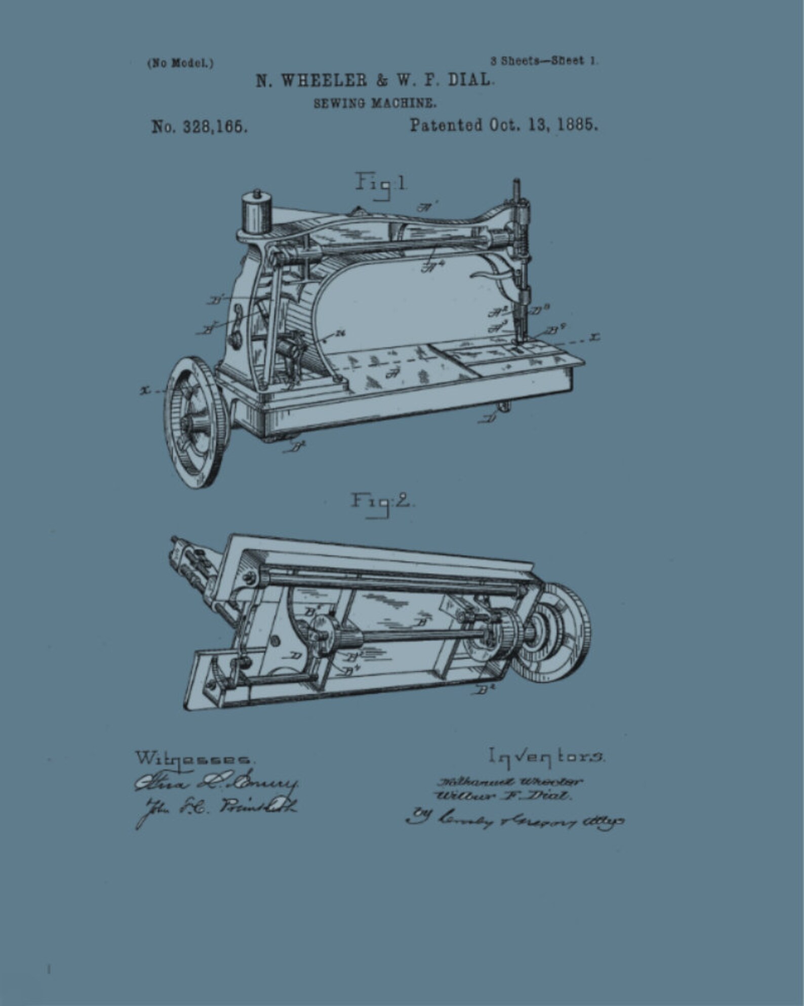 Antique Sewing Machine 1885 Patent Print|unframed Photo Patent|wall Art ...