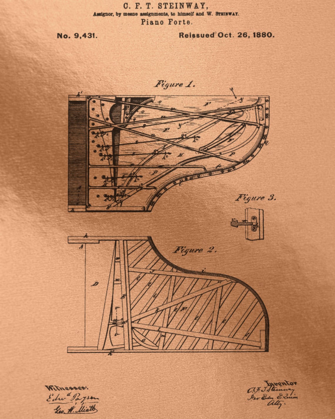 Grand Piano Patent Print Design|steinway Piano Music Room Decor|piano ...
