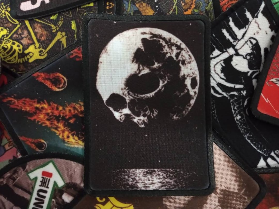 Skull Moon Art Sew on Patch. Band, Rock, Jacket, Accessories Emo Goth ...