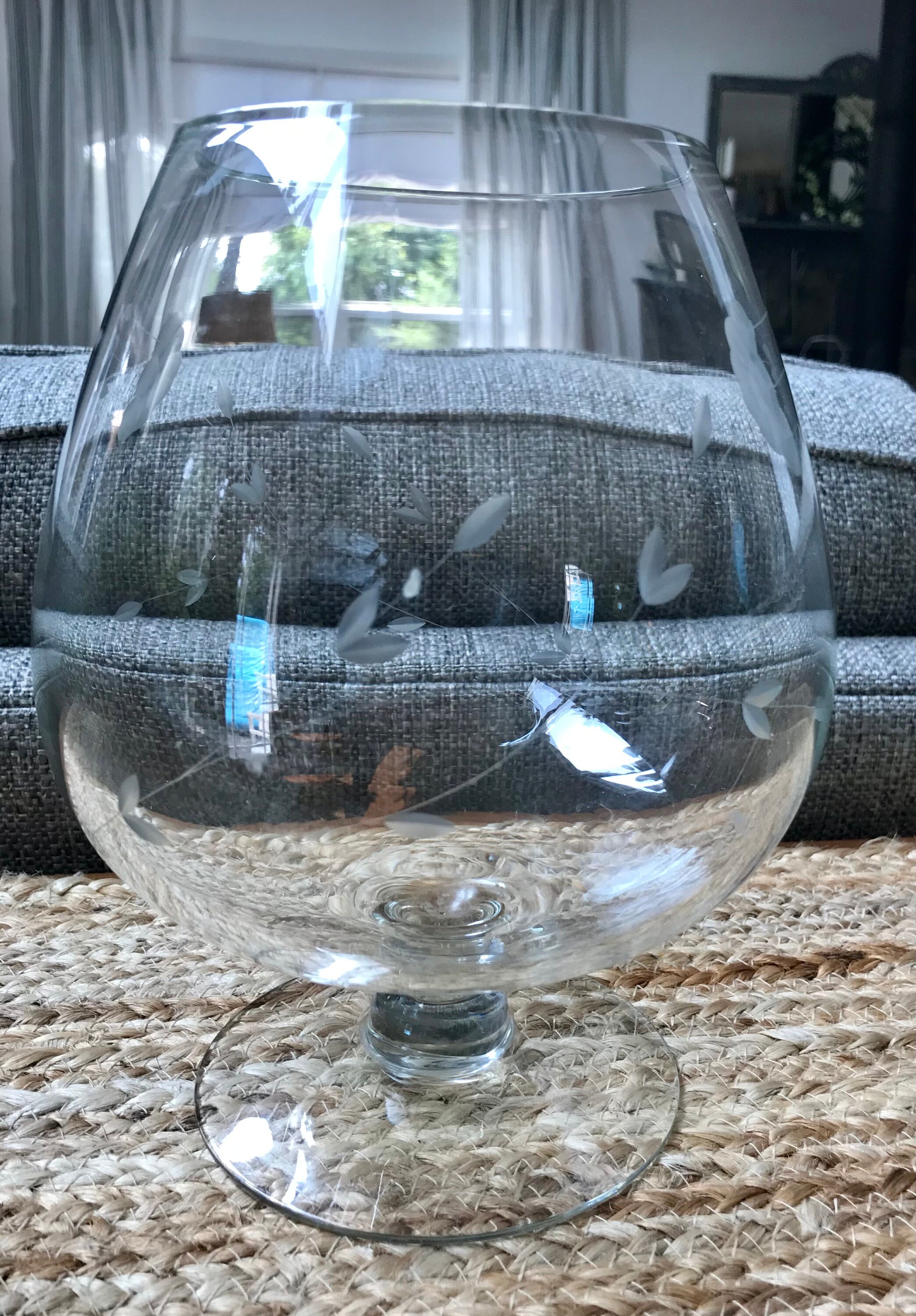 Princess House Crystal, Floral Etched, Large Brandy Snifter - Etsy