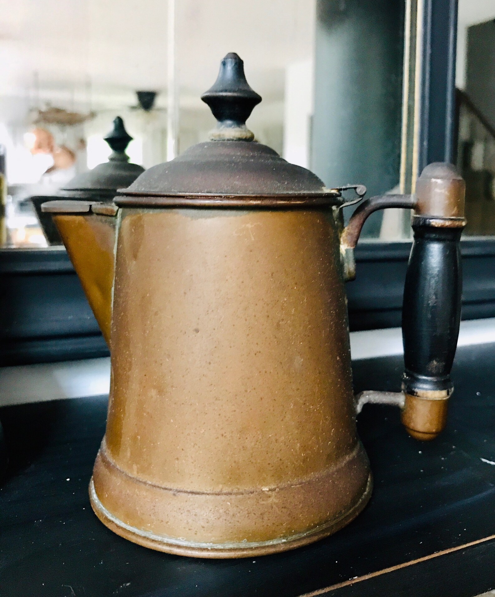 Ollas de cobre vintage cafetera tetera manijas de madera | Etsy España