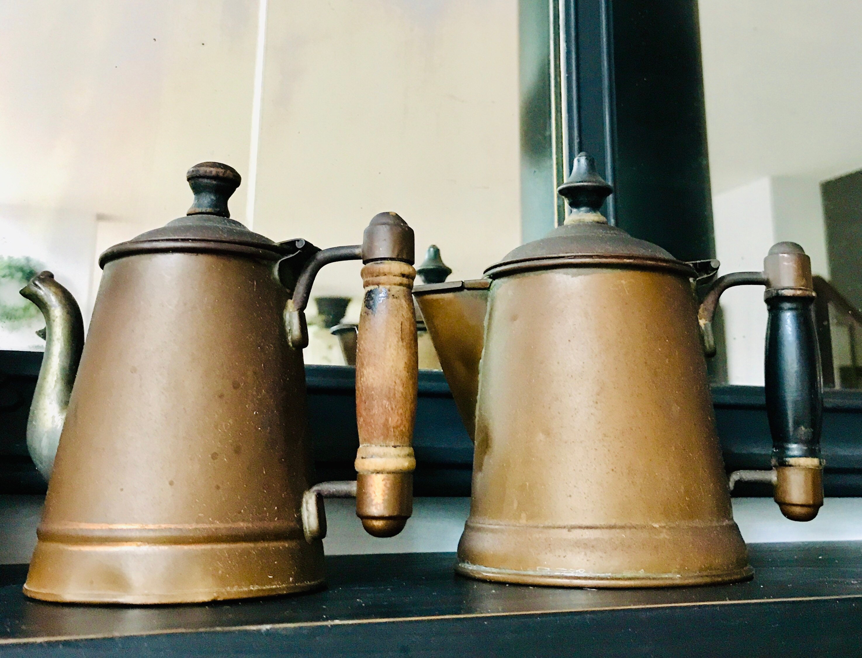 Ollas de cobre vintage cafetera tetera manijas de madera | Etsy