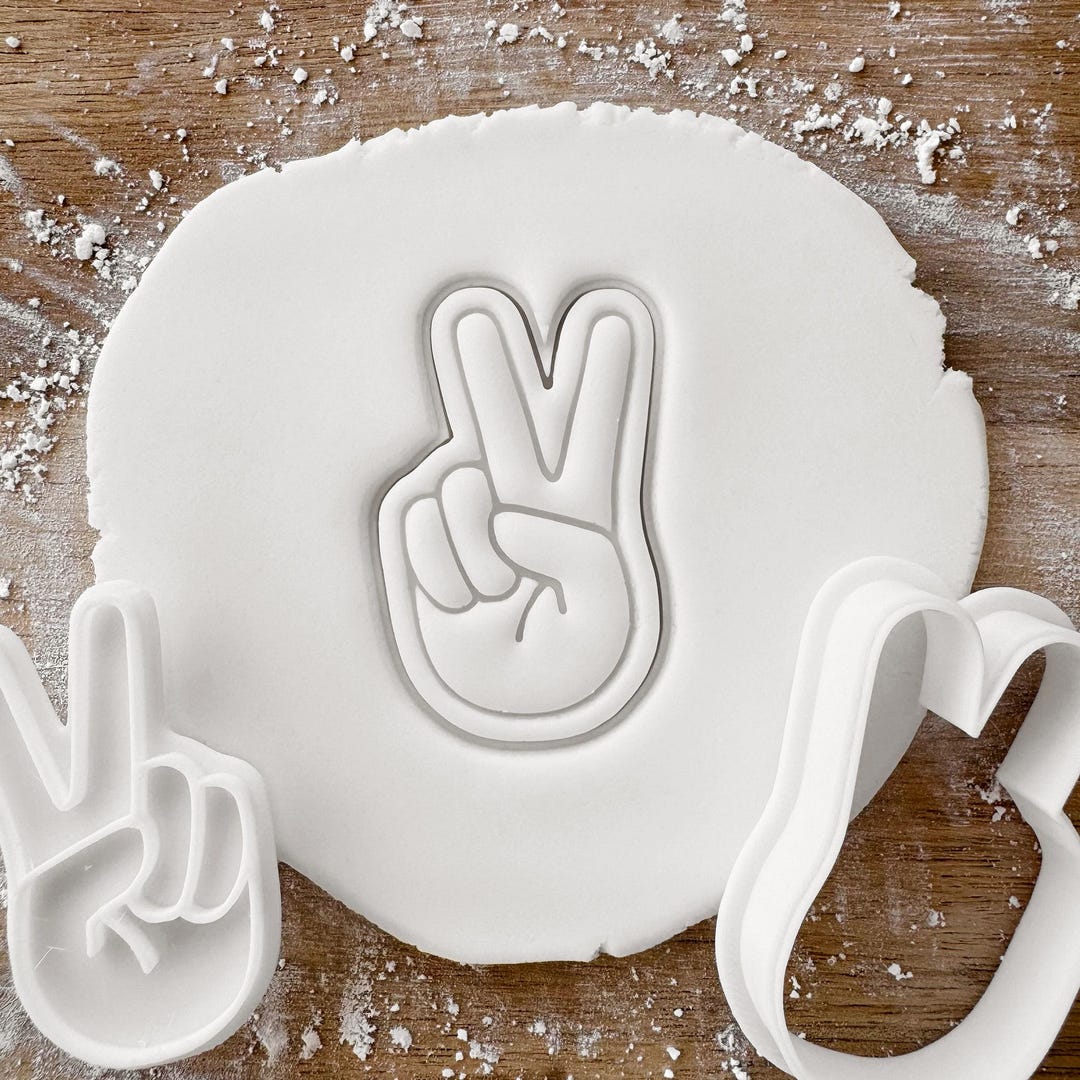 Peace Sign Hand Gesture Cookie Cutter and Fondant Stamp, Groovy Party ...