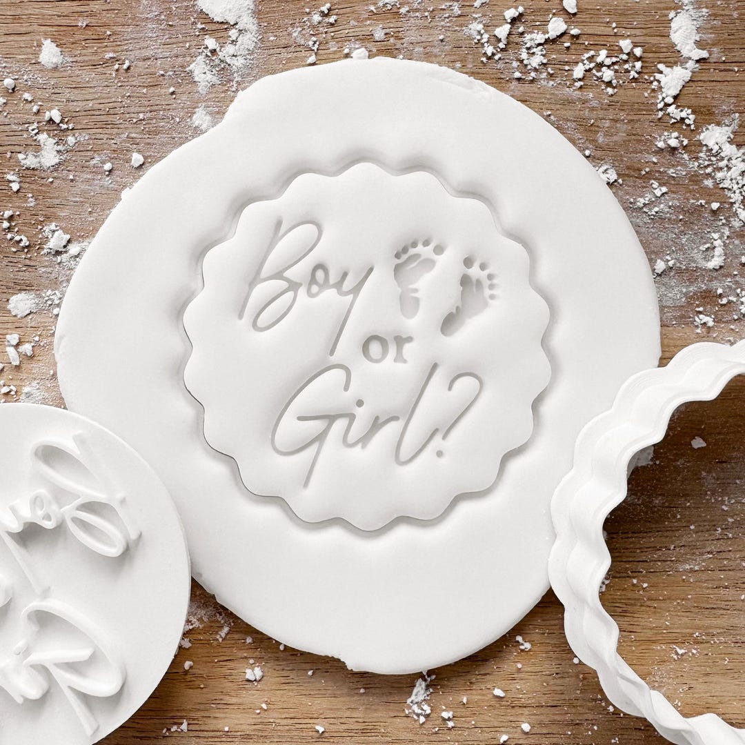 Boy or Girl With Baby Feet Cookie Cutter and Fondant Stamp, Baby Shower ...