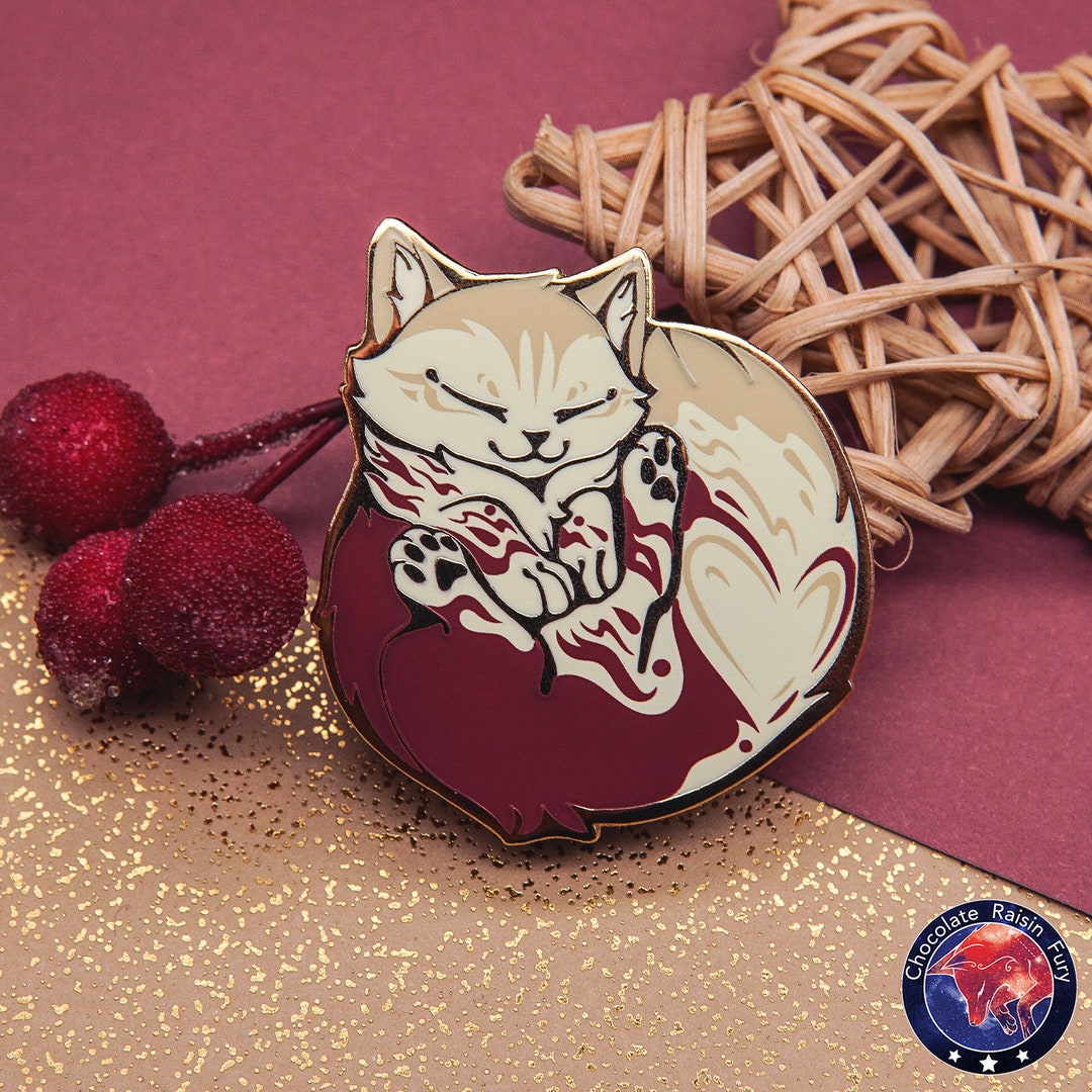 Pluto Cat Planet Gold Enamel Pin - Sleeping Kitten Badge - Etsy