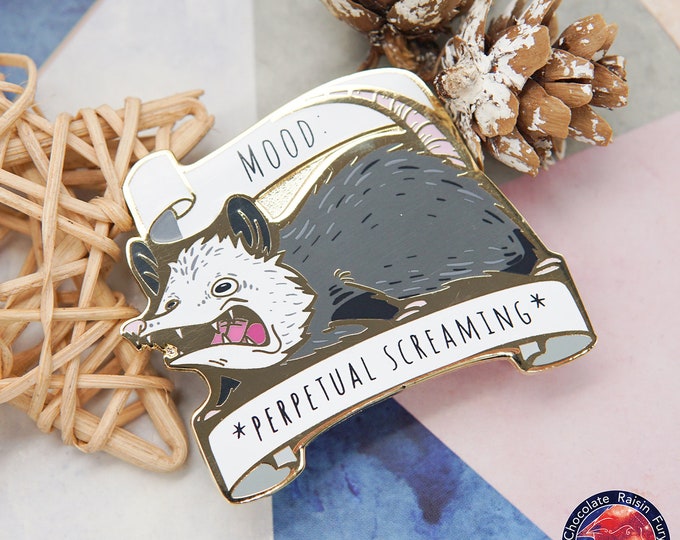 Mood Possum Hard Enamel Pin Perpetual Screaming Opossum Pin - Etsy
