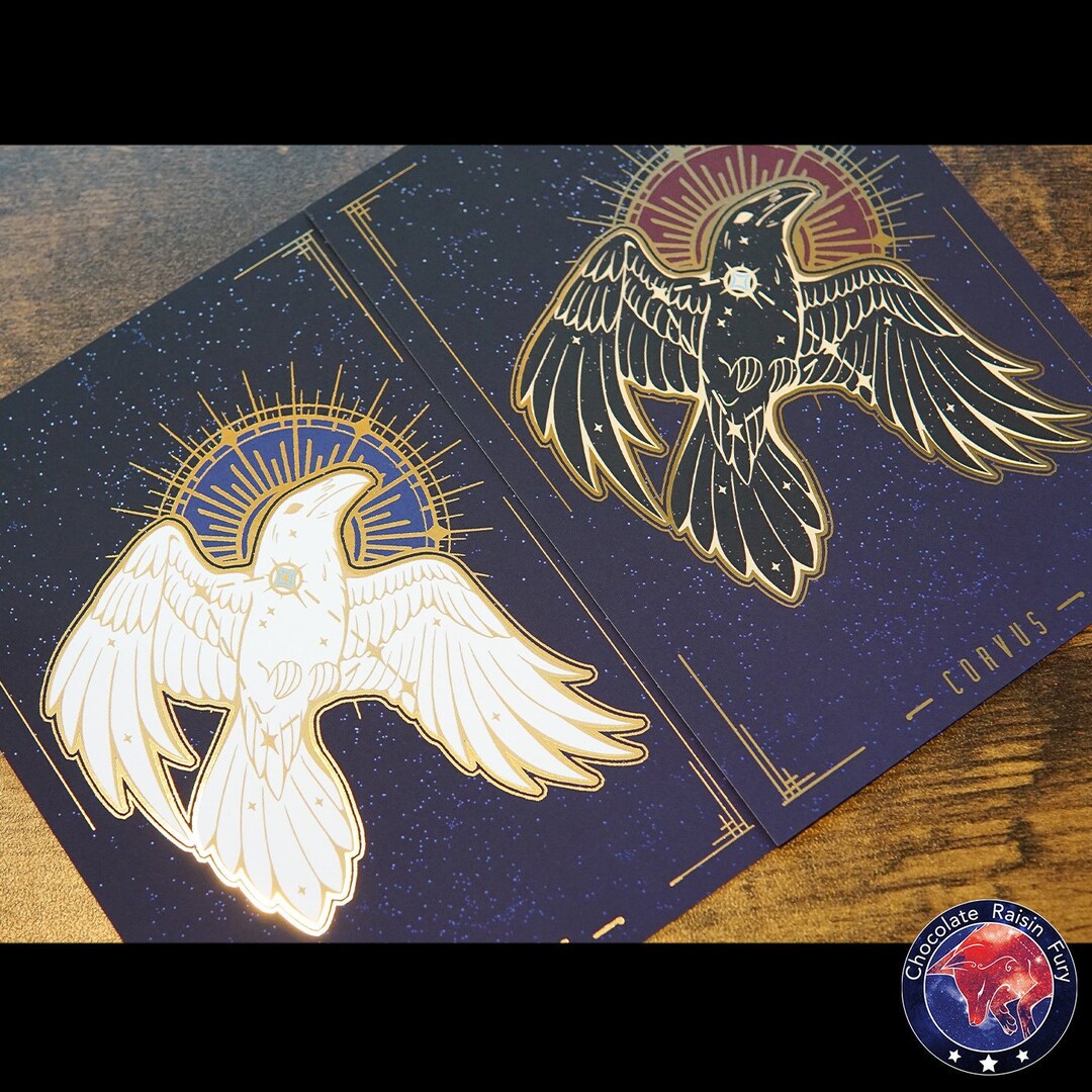 Corvus Mini A6 Foil Prints Greek Mythology Prints, Raven Print, Crow ...