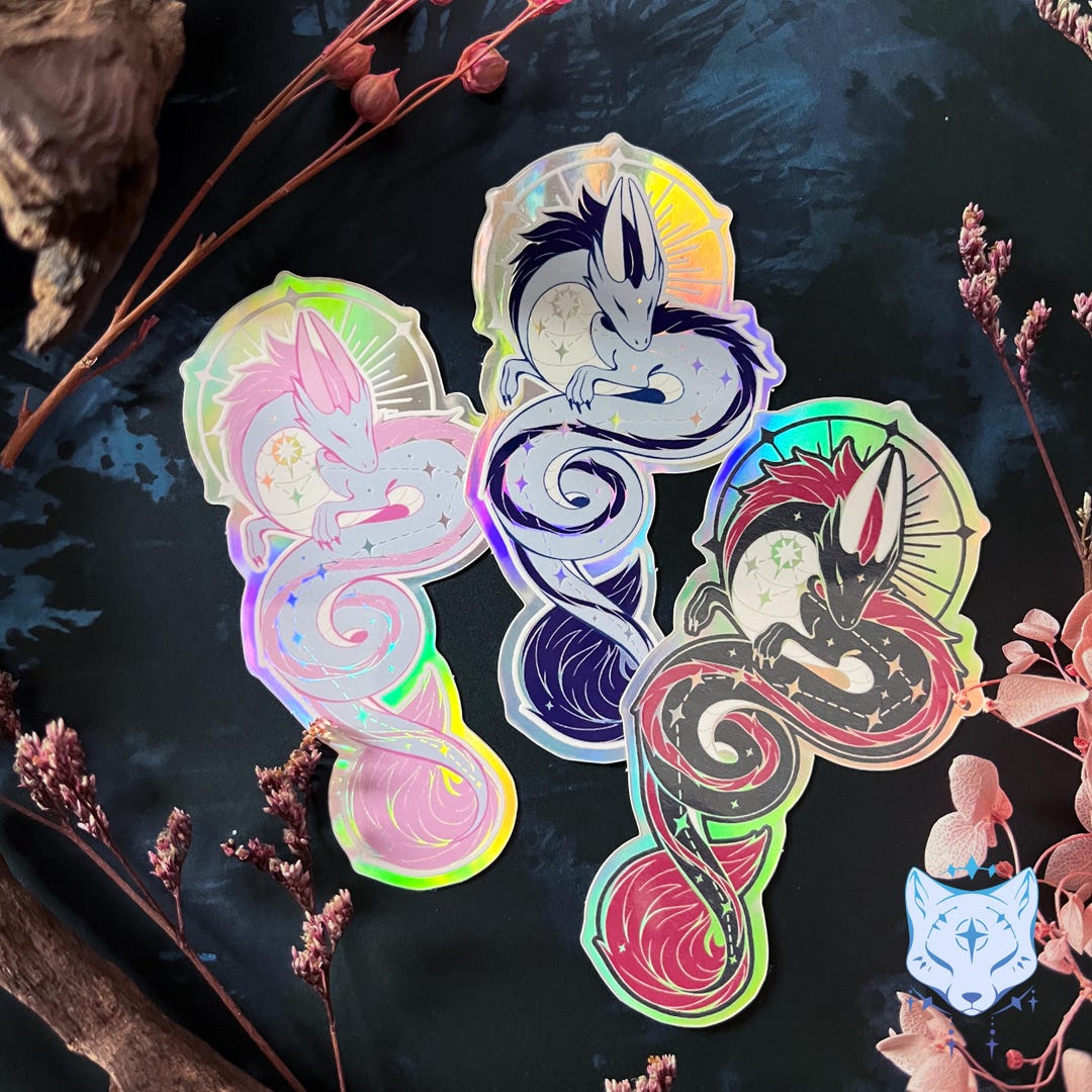 Draco Dragon Holographic Stickers | 8cm Tall - Etsy