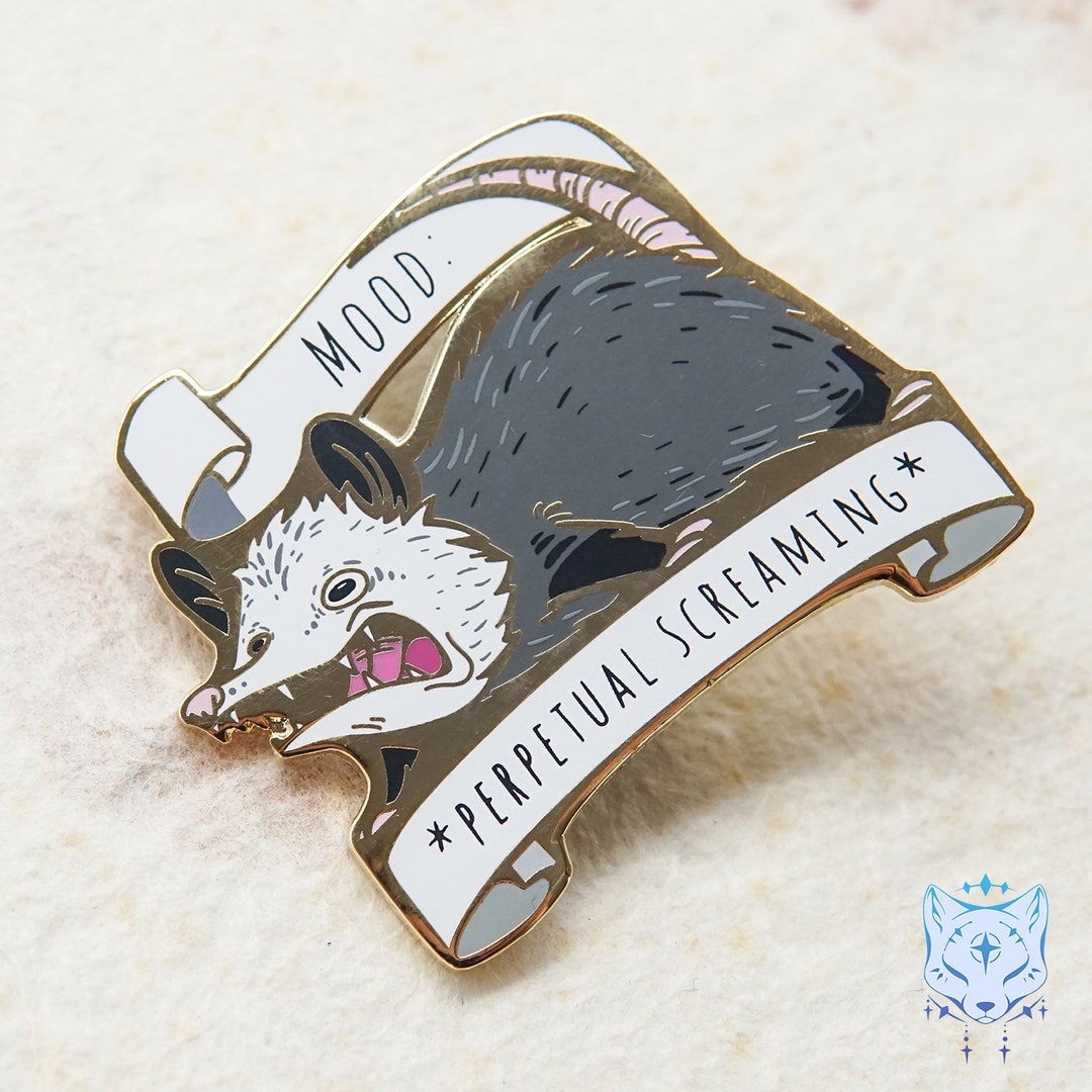 Mood Possum Hard Enamel Pin Perpetual Screaming Opossum Pin With Screen ...