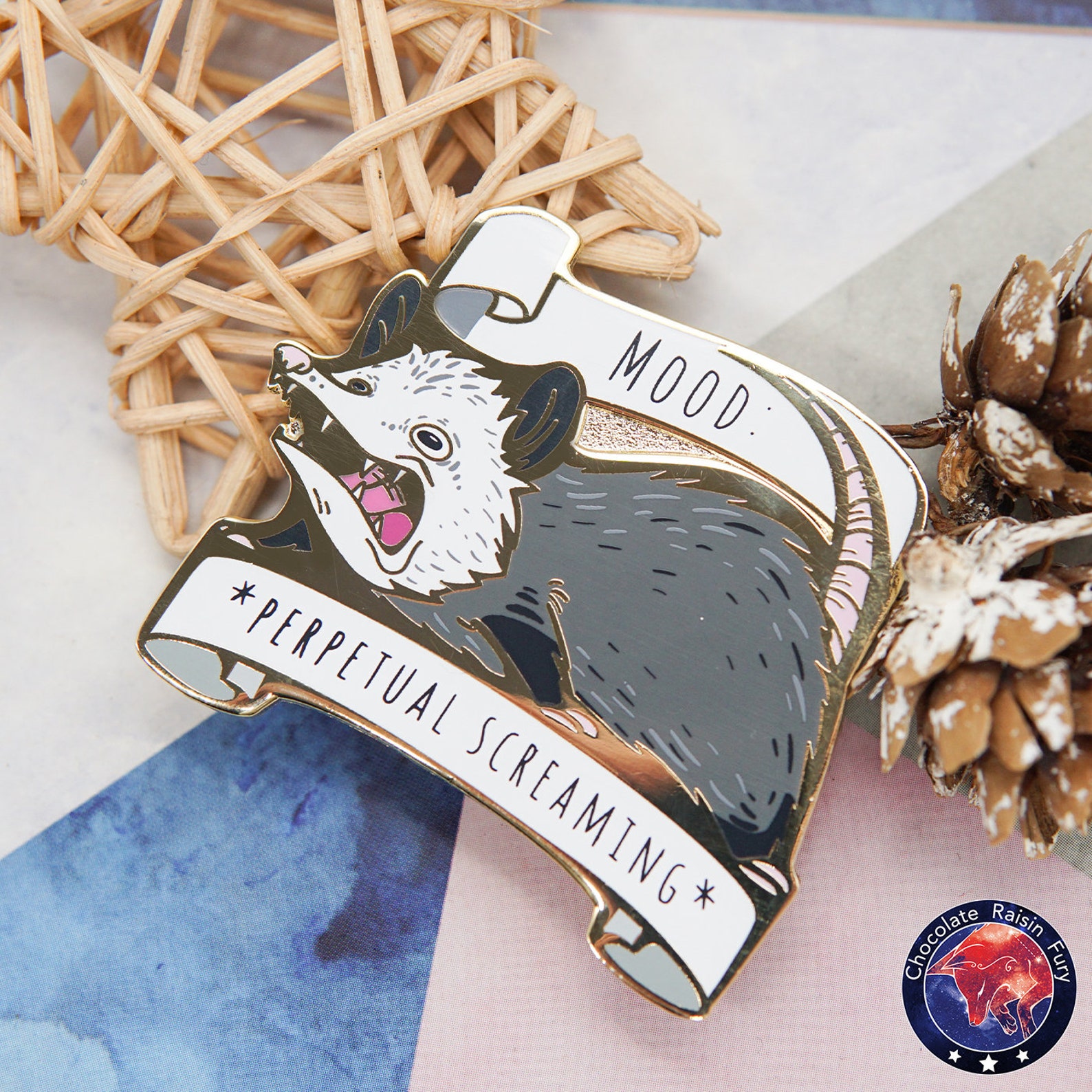 Mood Possum Hard Enamel Pin Perpetual Screaming Opossum Pin | Etsy