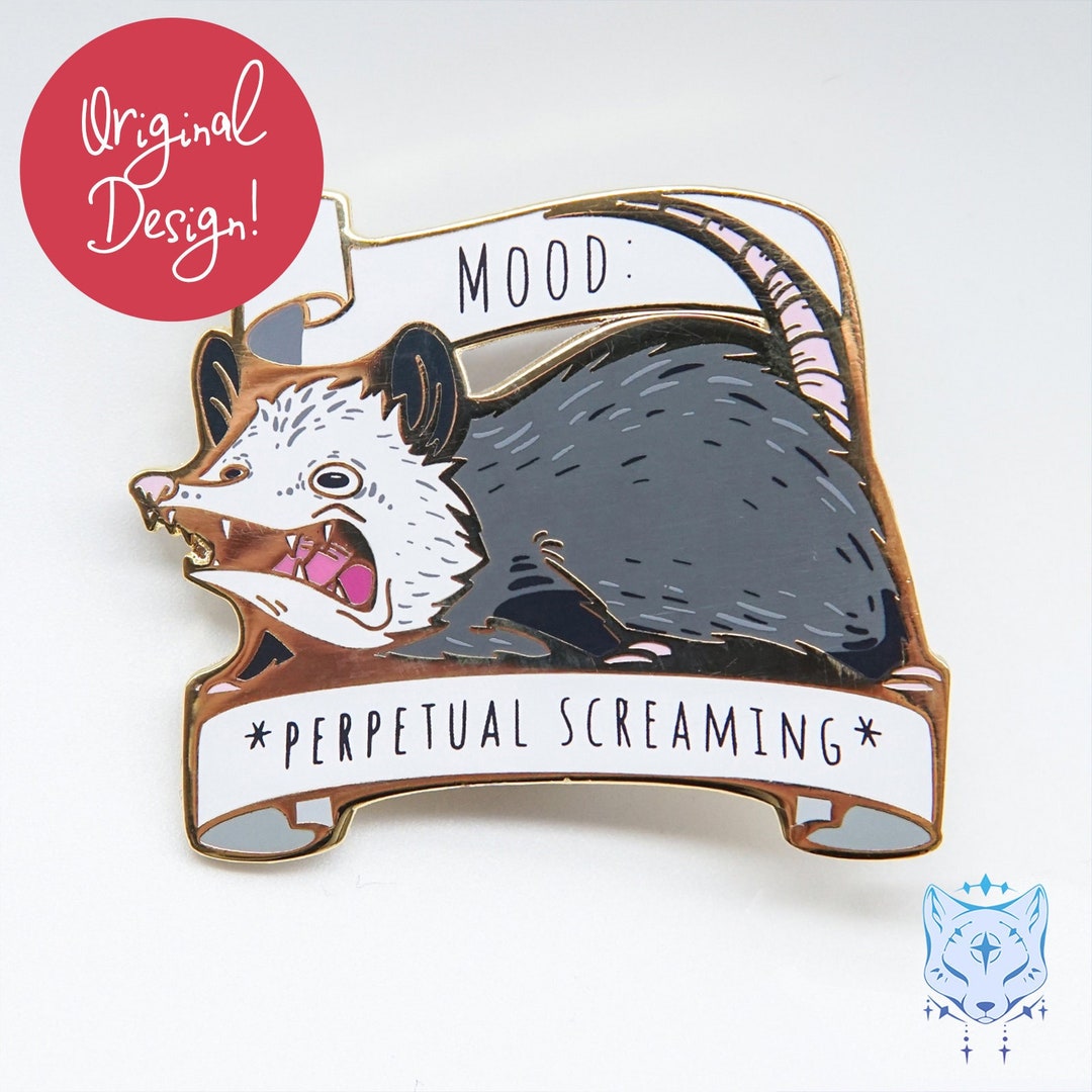 Mood Possum Hard Enamel Pin | Perpetual Screaming Opossum Funny Pin ...