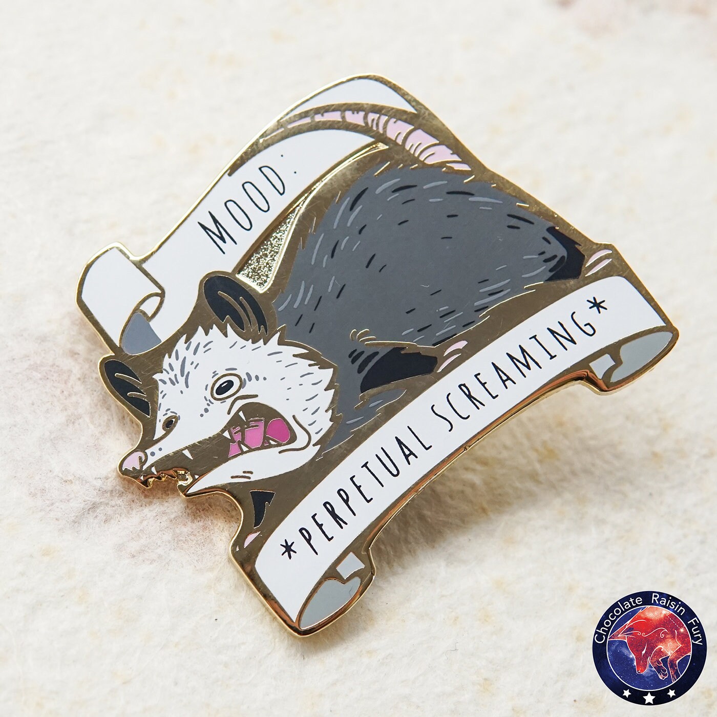 Mood Possum Hard Enamel Pin Perpetual Screaming Opossum Pin | Etsy
