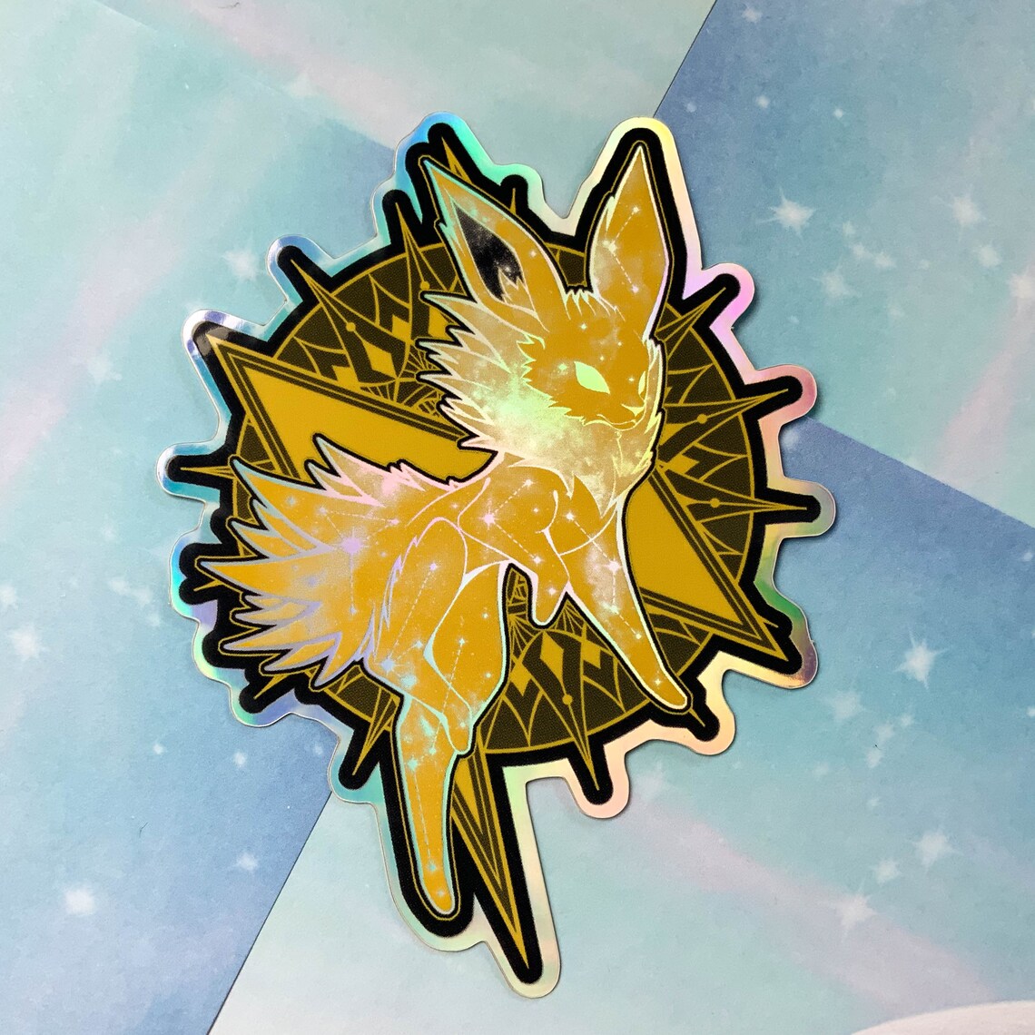 Starry Lightning Fox Holographic Sticker Holo Sticker Fox - Etsy