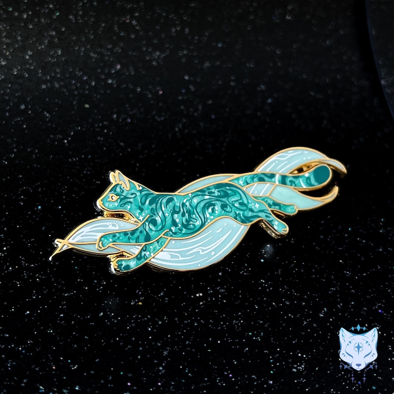 Magnesium Comet Cat Pin: Green Enamel Space Cat - Etsy