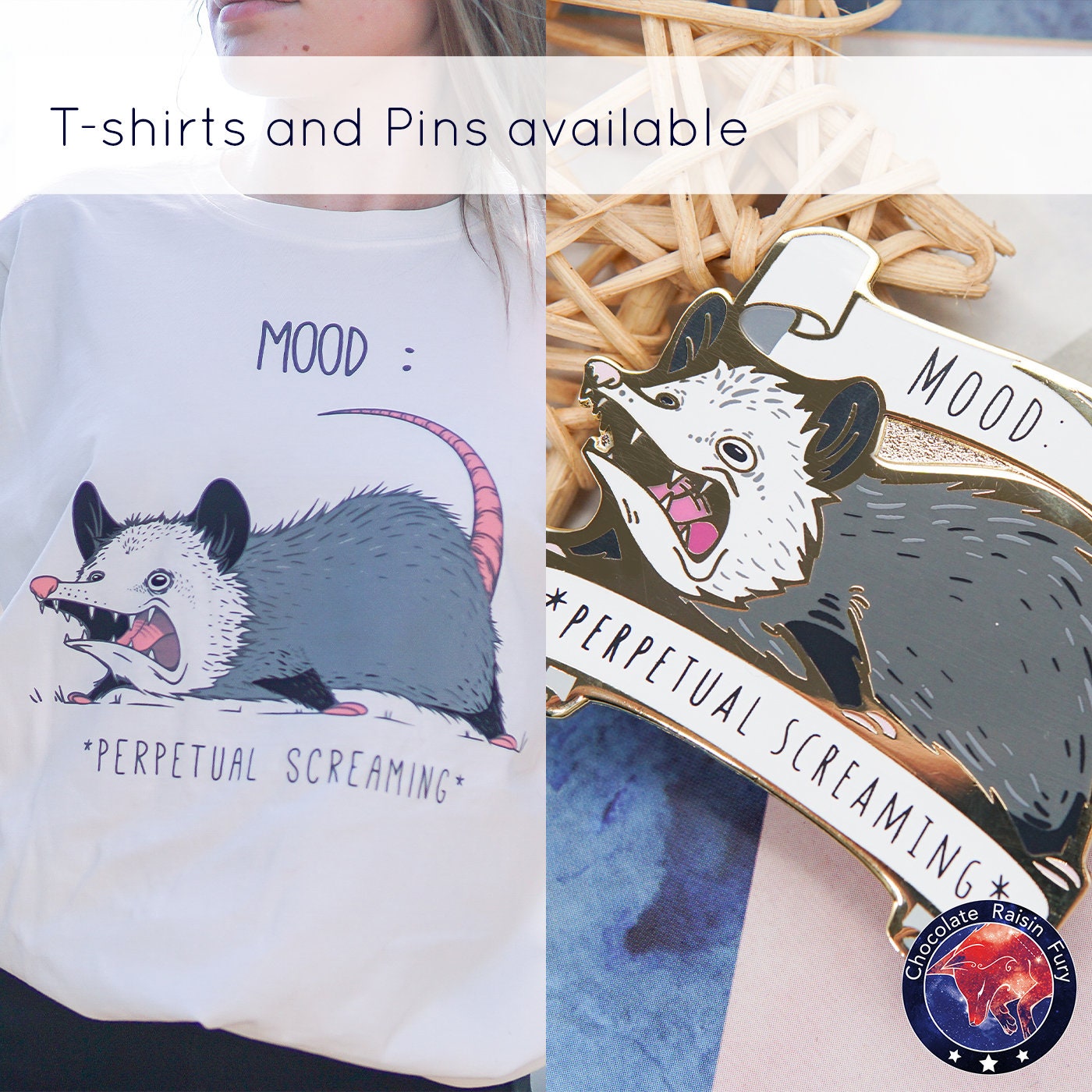 Mood Possum Hard Enamel Pin Perpetual Screaming Opossum Pin | Etsy