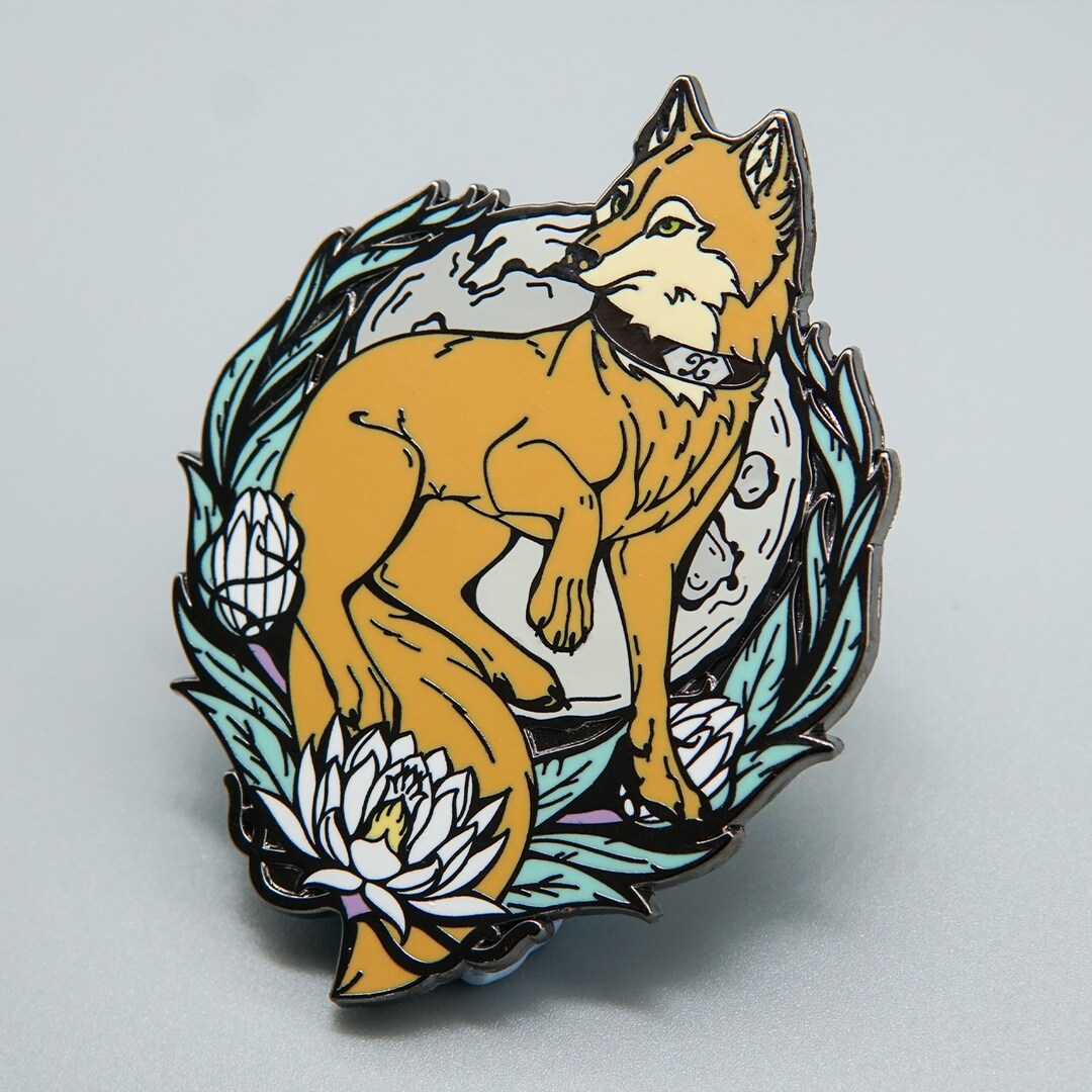 Hige Enamel Pin - Hige Pin Badge. Large 2.95 Inch Black Nickel Hard Enamel Pin. Wolf's Rain ...