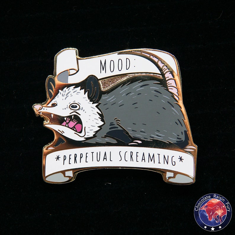 Mood Possum Hard Enamel Pin Perpetual Screaming Opossum Pin | Etsy