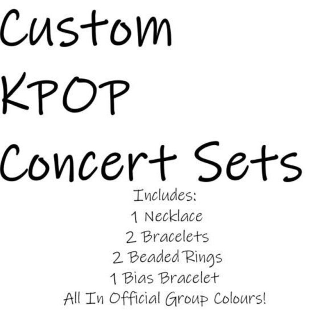Custom Kpop Concert Jewellery Set Official Colours Beaded Acrylic Glass ...