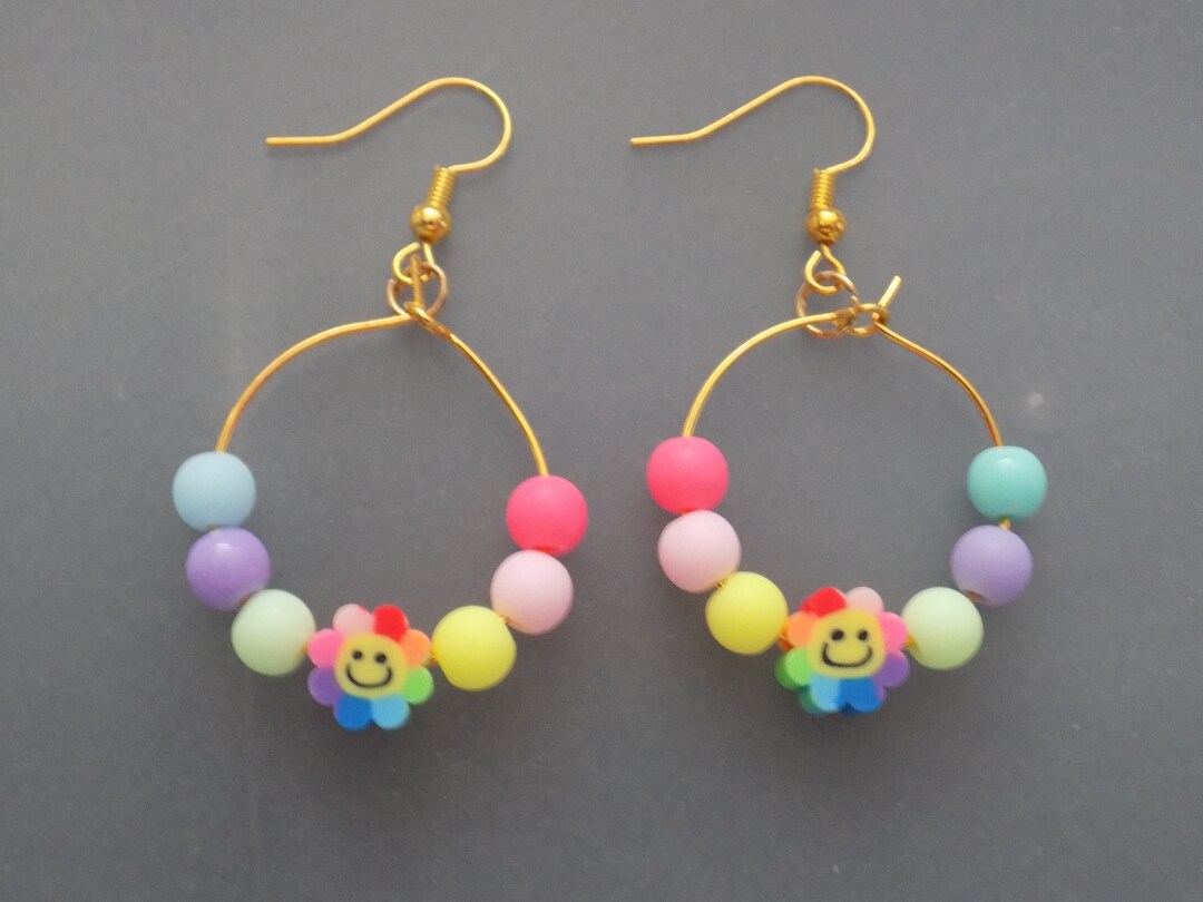 Handmade Hobicore Hooped Dangle Drop Earrings BTS ARMY Kpop Fanmade ...