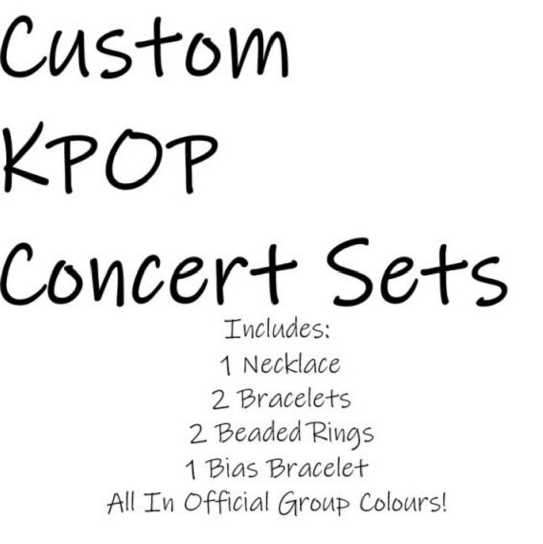 Custom Kpop Concert Jewellery Set Official Colours Beaded Acrylic Glass ...