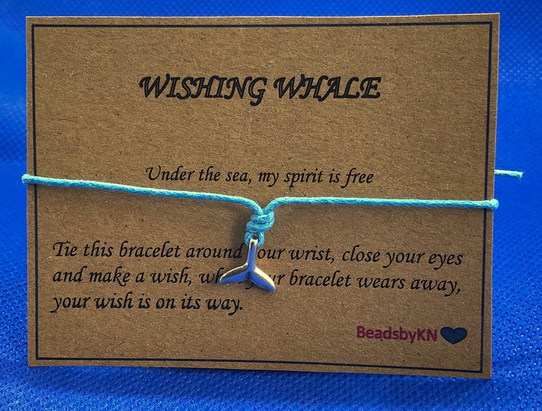 Whale Tail Wish Bracelet,tie Bracelet Whale Tale Charm,whale Jewellery ...