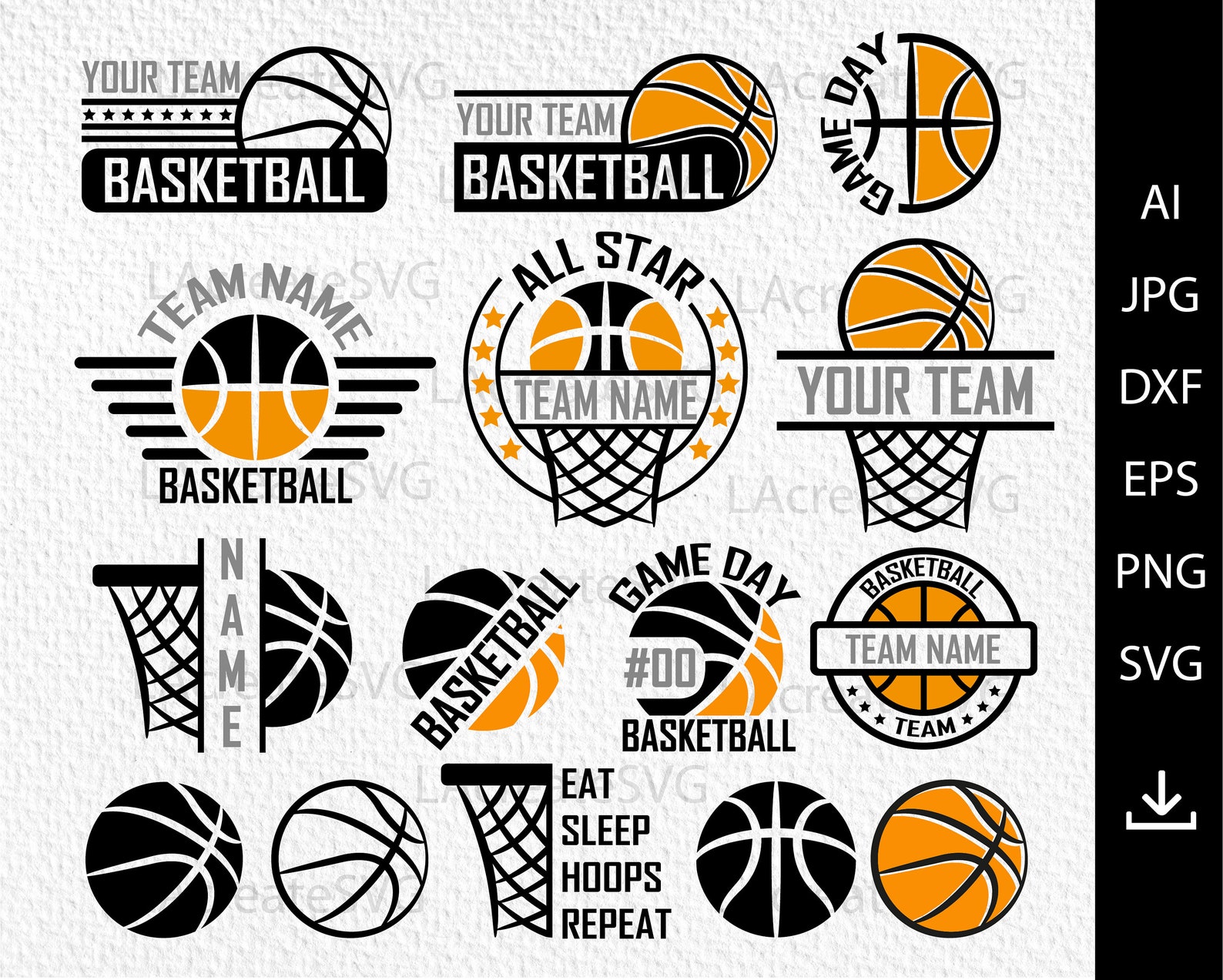 Basketball Svg Bundle - 15 Designs, Basketball Split Team Logo, Sport ...