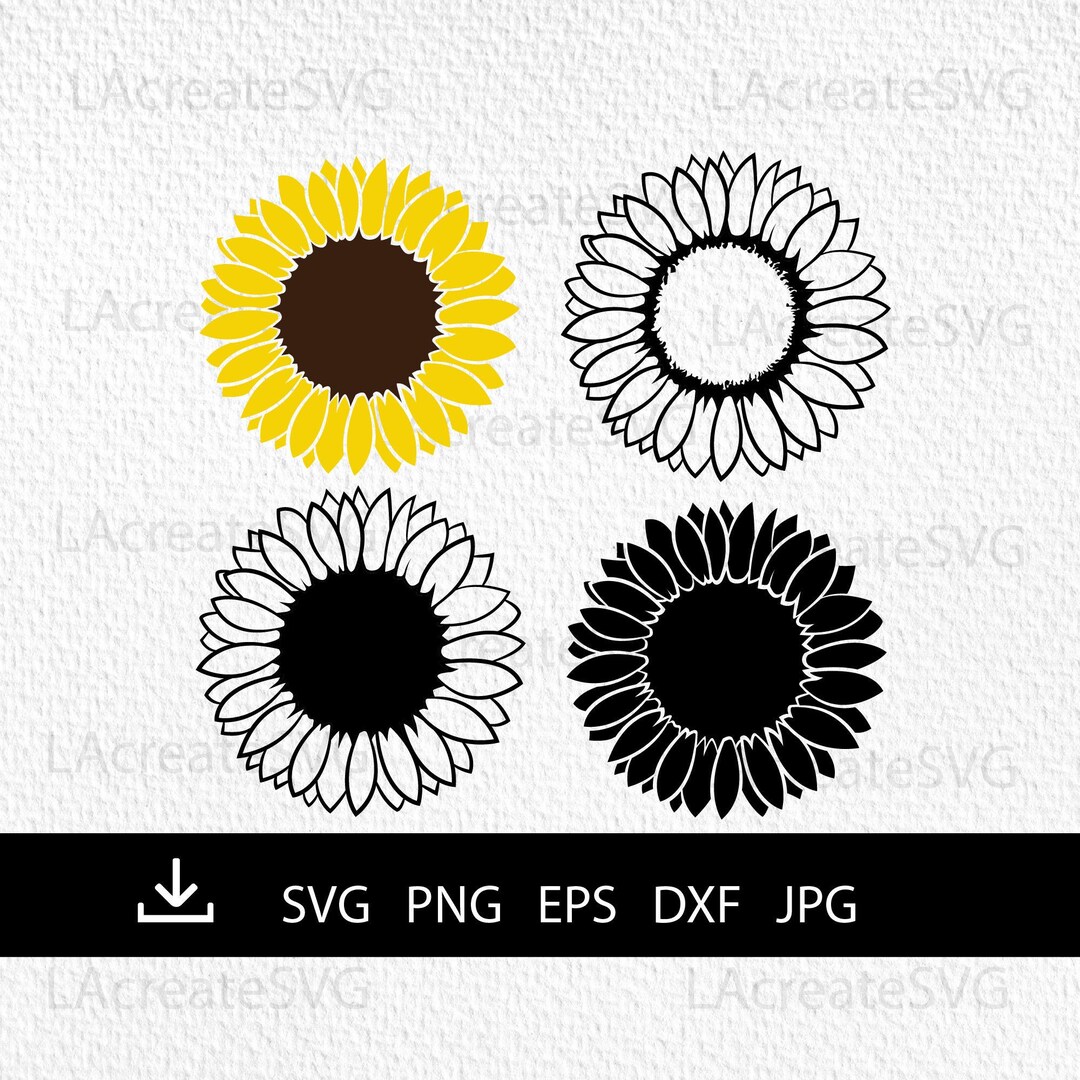 Sunflower Svg Files for Cricut, PNG DXF EPS, Flower Bundle Clipart ...