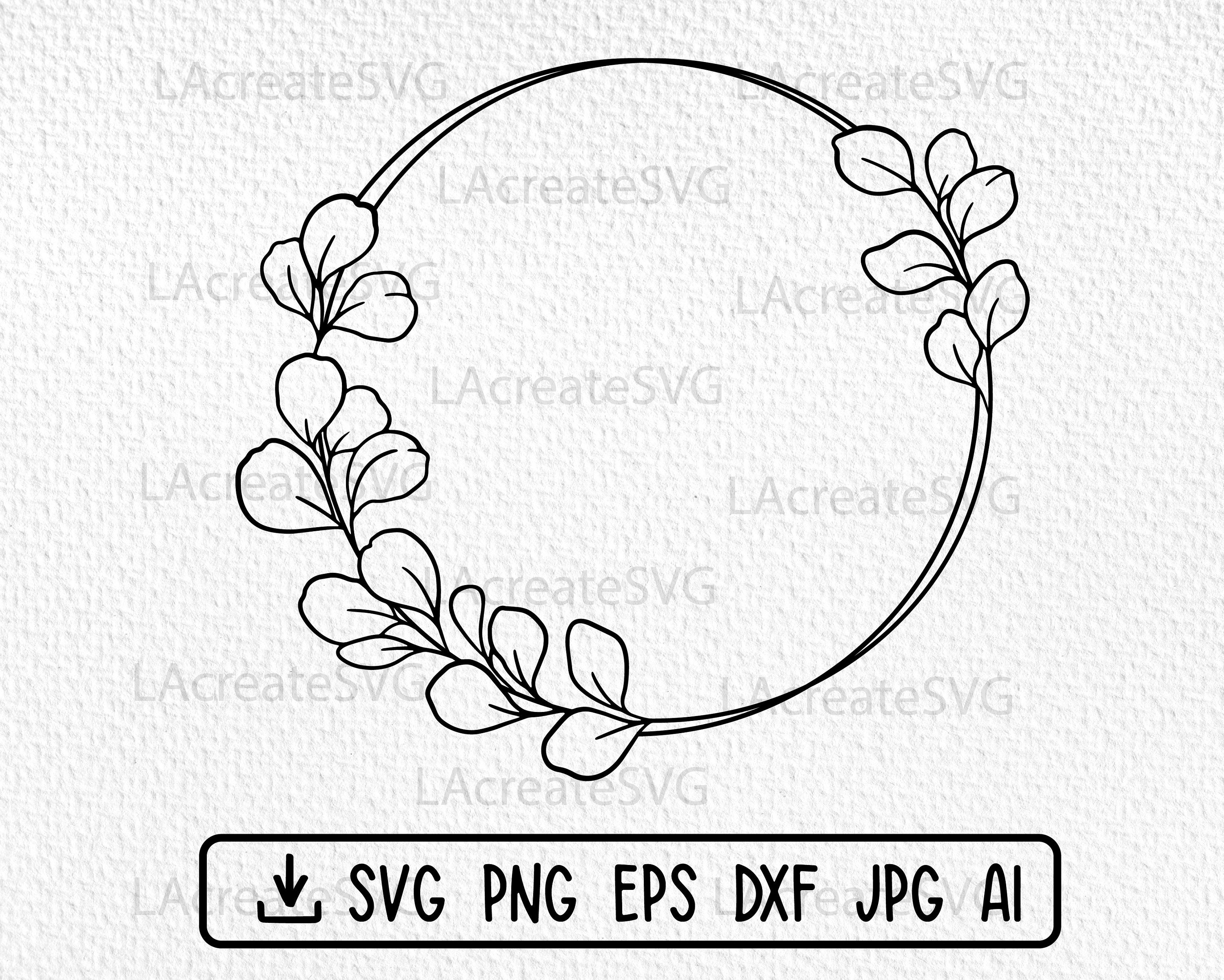 Eucalyptus Circle Wreath Svg Png Dxf Cut File Eucalyptus - Etsy Canada