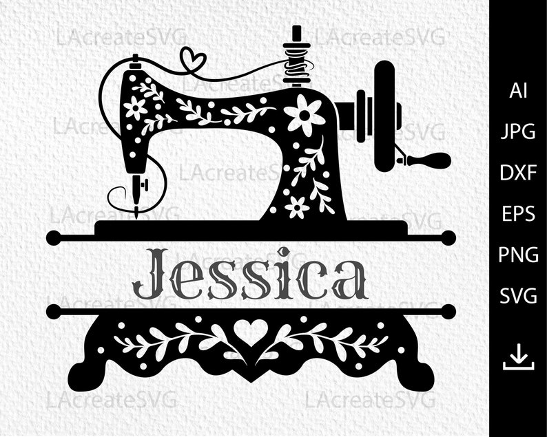Sewing Machine Logo SVG PNG DXF Sewing Split Monogram Frame - Etsy