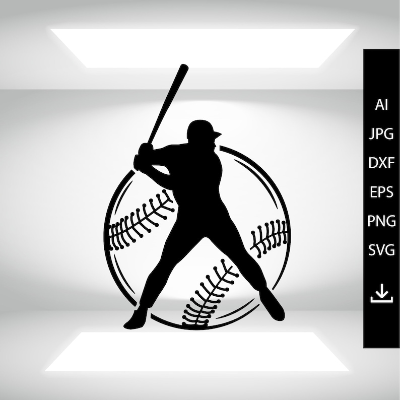 Baseball Svg File for Cricut, Silhouette, Baseball Players Svg, Baseball Designs, Baseball Ball ...