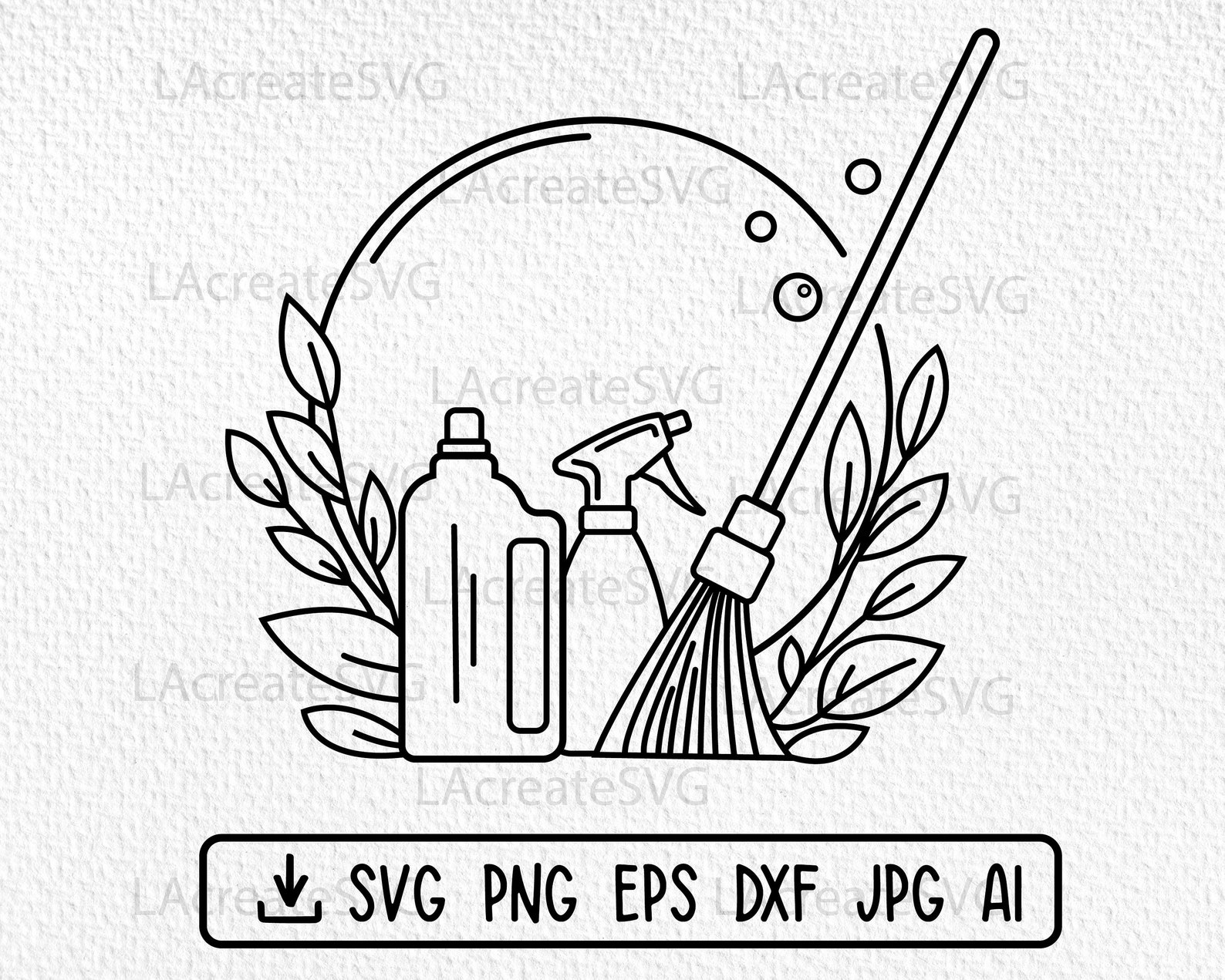 Cleaning Tools Logo SVG PNG DXF, Housekeeping Svg Cut File, Maid Frame ...