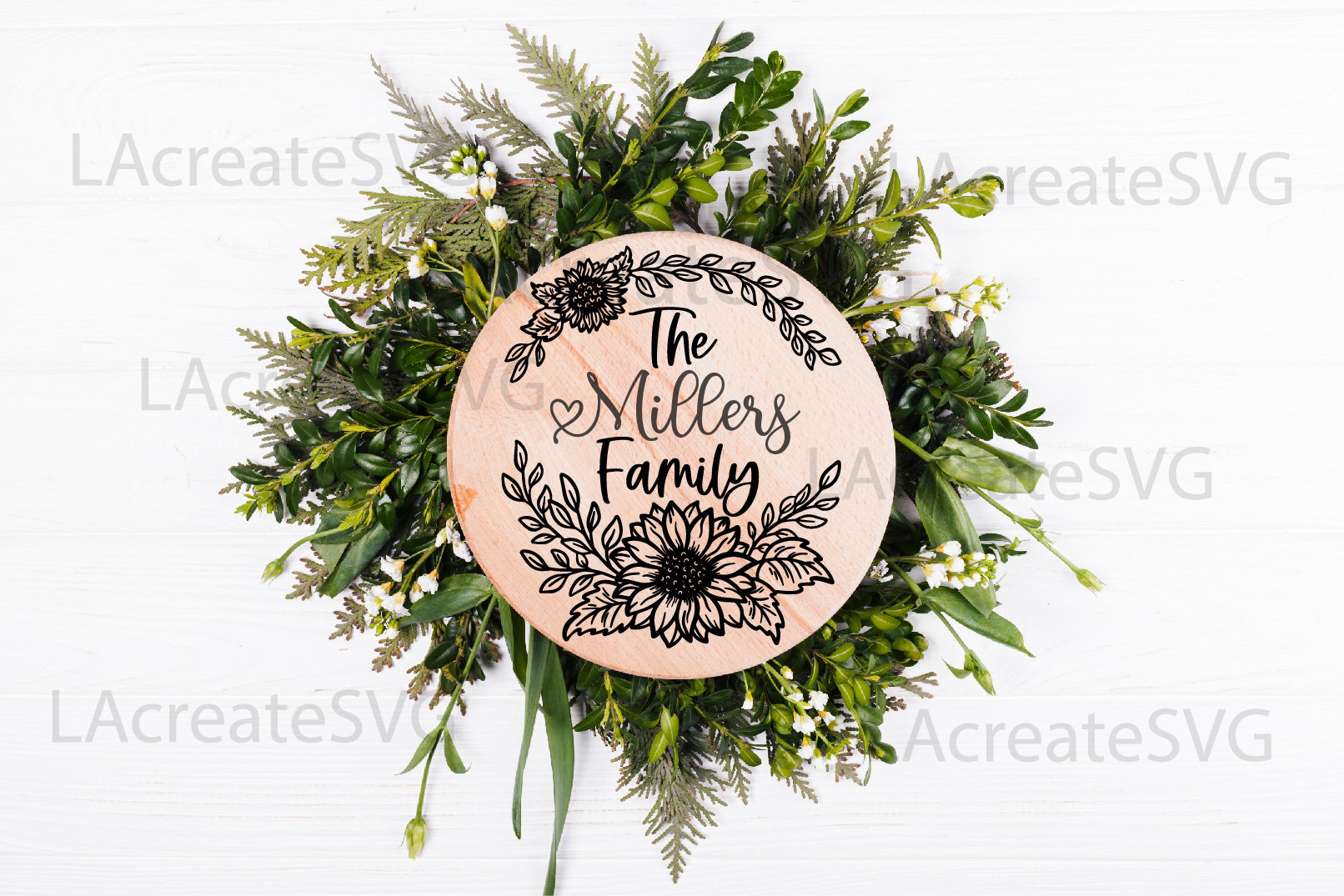 The Family Monogram Wreath Svg, Round Family Name Svg, Last Name Sign ...