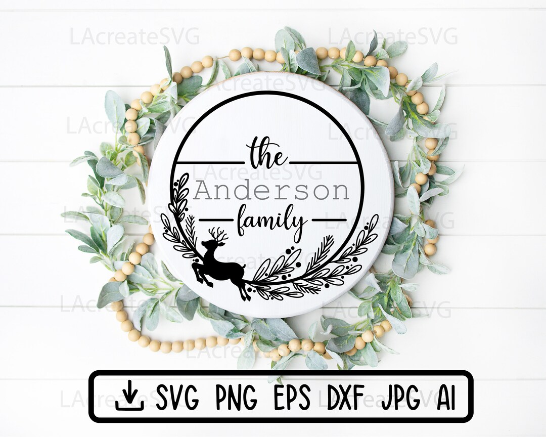 The Family Monogram Svg, Christmas Wreath Svg, the Last Name Round ...