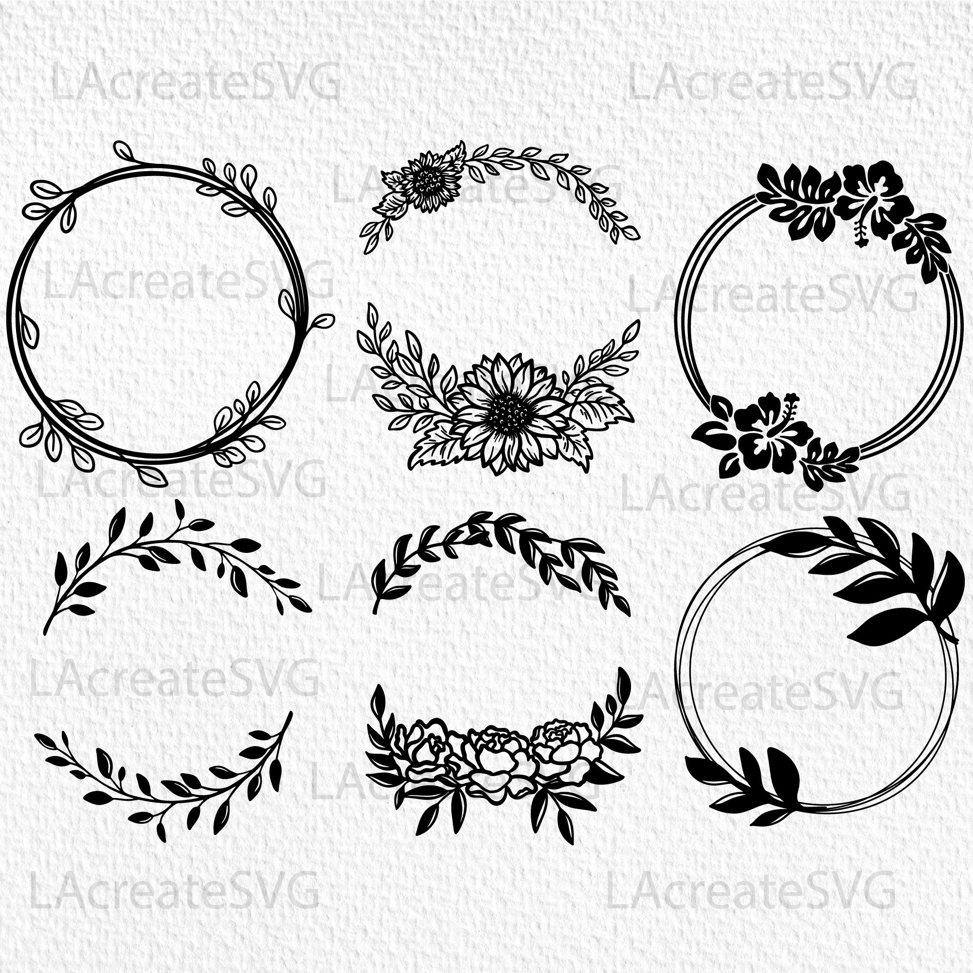 Floral wreath bundle svg 6 unique design SVG PNG DXF Laurel | Etsy