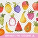 Happy Cute Fruits 15 PNG Clipart, Watercolor Lemon Apple Strawberry ...