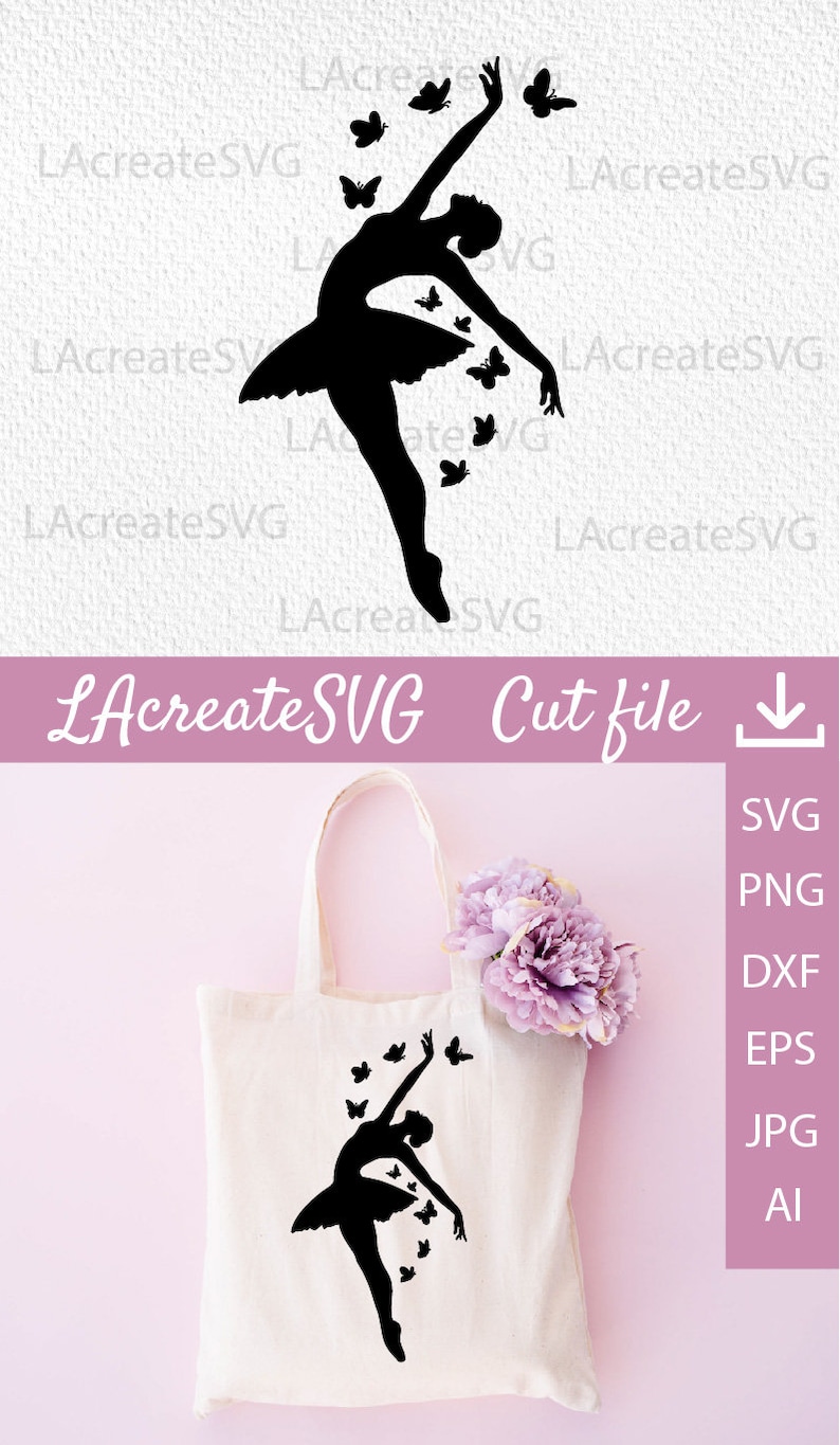 Ballerina Girl Svg File for Cricut, Dance Ballet Svg Png Dxf Silhouette ...