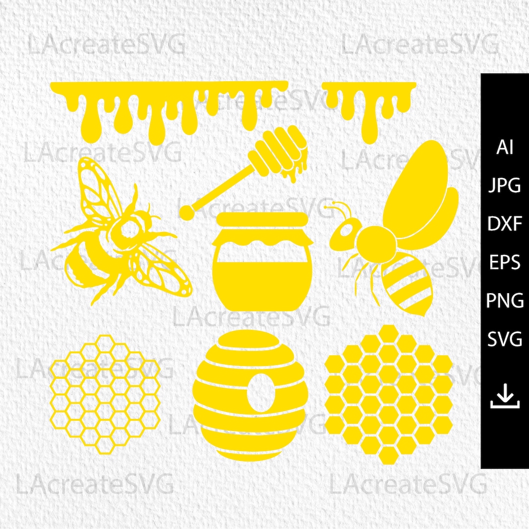 Honey Bee Svg Bundle, Honey Drips Svg, Honeycomb Svg, Dripping Borders ...