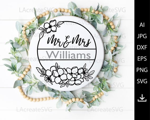 Wedding Svg Sign Floral Circle Wedding Split Monogram Frame | Etsy