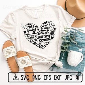 Quilting Sewing Heart Svg, Sew Lover Quilter Svg Png, Sewing Machine ...