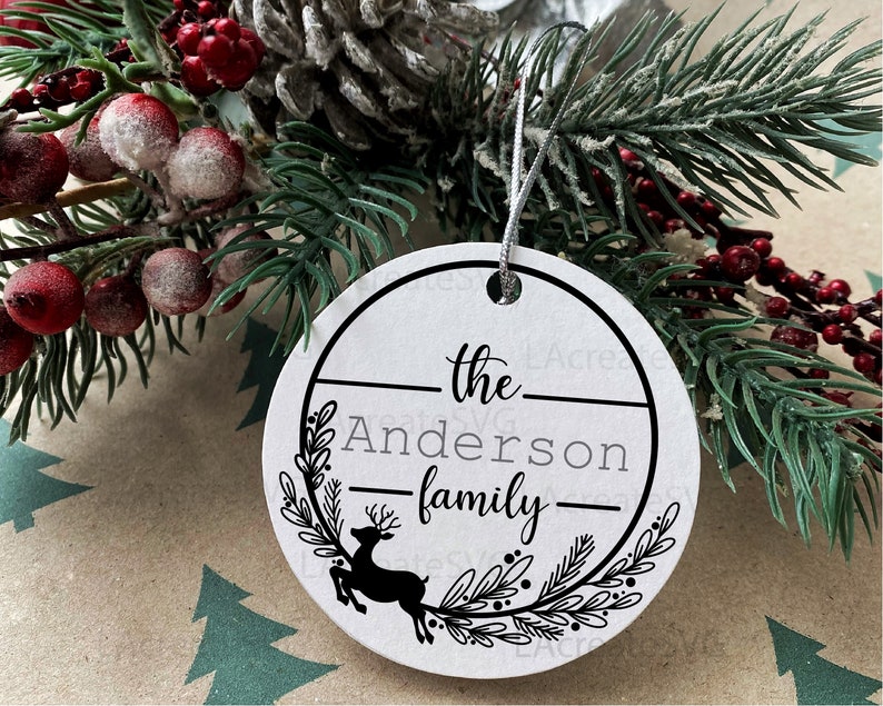 The Family Monogram Svg, Christmas Wreath Svg, the Last Name Round ...