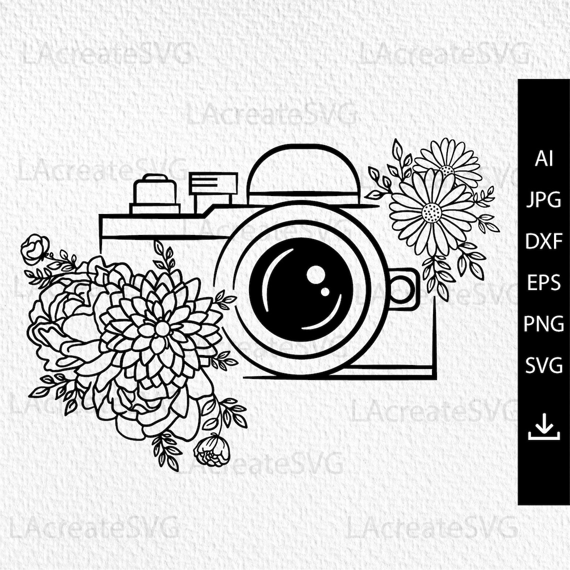 Camera Svg File for Cricut, Floral Camera Svg Photography Svg, Photo ...