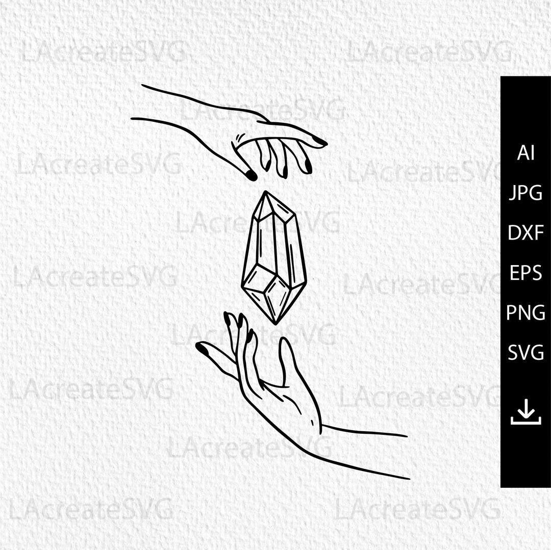 Hands With Crystal Svg File, Boho Style Clipart, Crystals Svg Files ...