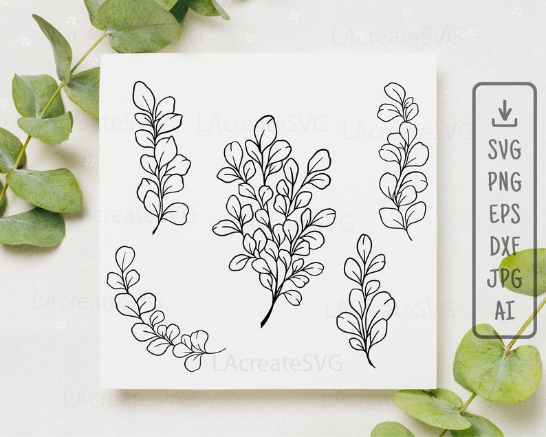 Eucalyptus Bundle Svg Png Dxf Cut File, Eucalyptus SVG Circle Wreath ...