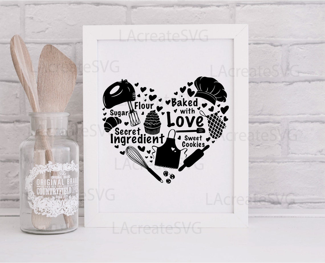 Baking Svg for Cricut, Baked With Love SVG PNG DXF, Kitchen Quote Cut ...