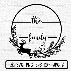 The Family Monogram Svg, Christmas Wreath Svg, the Last Name Round ...