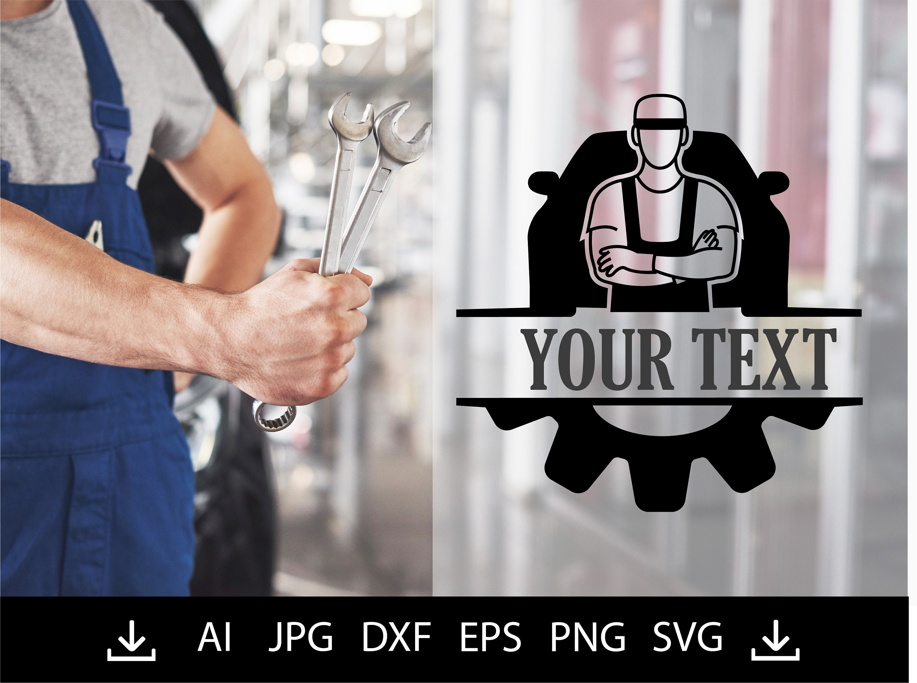 Mechanic Logo Svg, Repair Service Shop Garage Tools SVG PNG DXF, Car ...