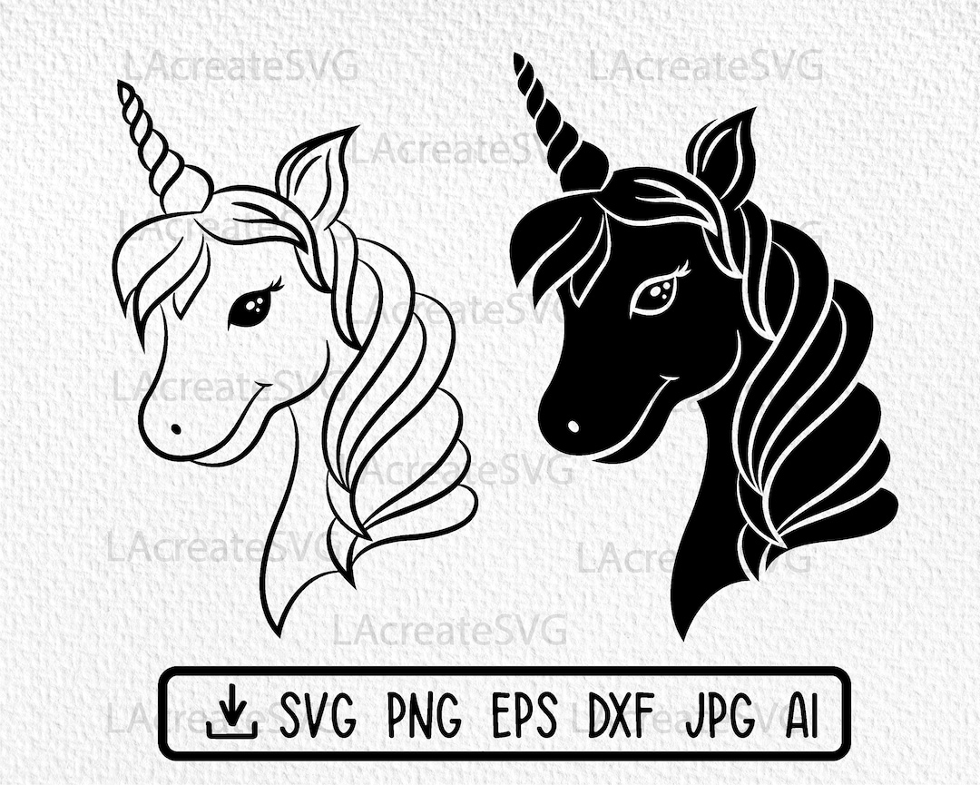 Cute Baby Unicorn Svg, Unicorn Face Outline Clipart, Unicorn Horn Svg ...